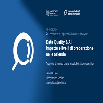Presentazione Irion e PoliMi - Oss. Data Quality e IA | PDF