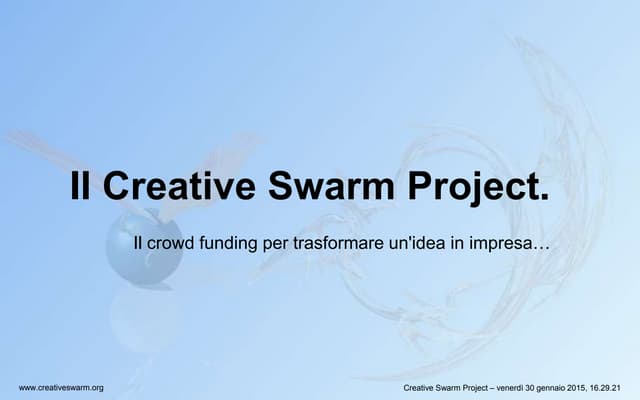 Creative Swarm, Crowd funding at Creativeswarm