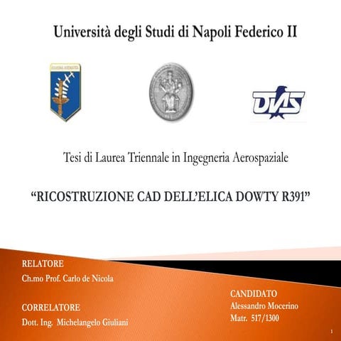 "RICOSTRUZIONE CAD DELL'ELICA DOWTY R391" | PPTX