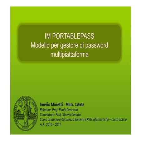 Im Portablepass: modello per gestore di password multipiattaforma | PPT