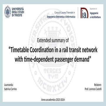 Presentation: Extended summary of “Timetable Coordination in a rail transit network with time ...