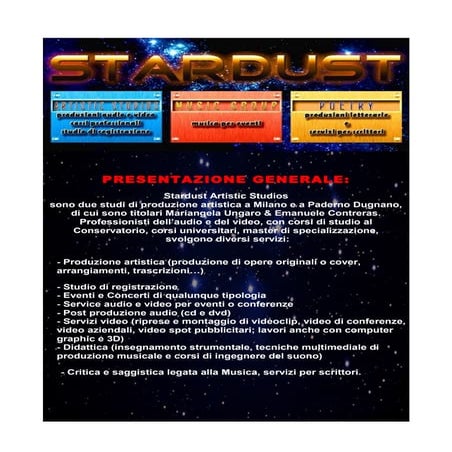 Presentazione STARDUST ARTISTIC STUDIOS tutti i servizi | PDF