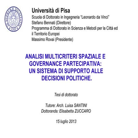Presentazione tesi di Dottorato sulla Tangenziale Nord-Est | PDF