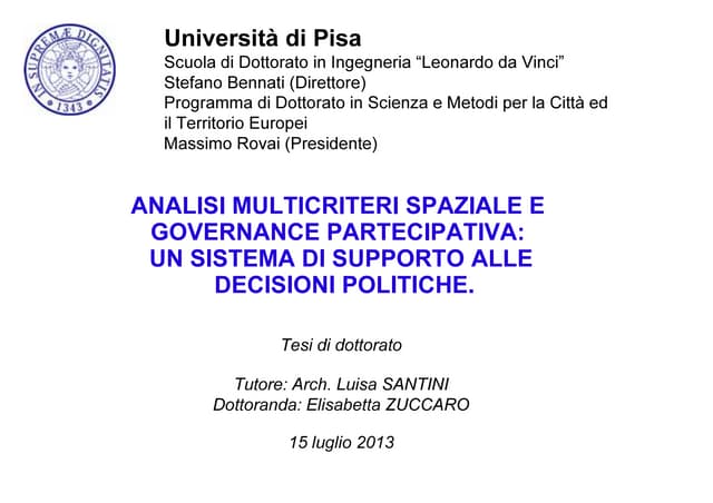 Presentazione Tesi Di Dottorato Sulla Tangenziale Nord Est Ppt