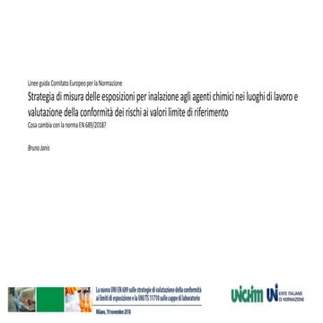 Linee guida CEN. Strategia di misura delle esposizioni per inalazione ...