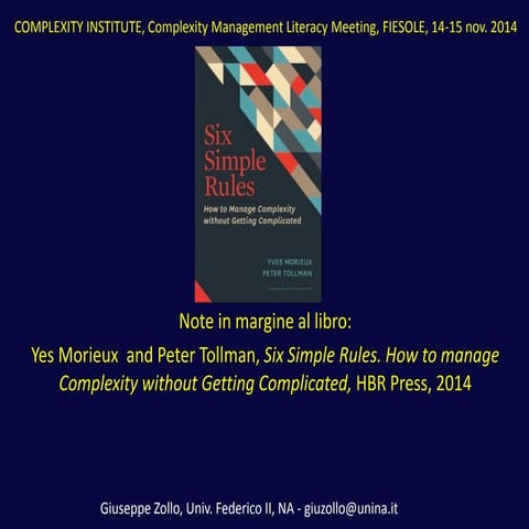 Presentazione di Giuseppe Zollo del libro "Six Simple Rules" al CM ...