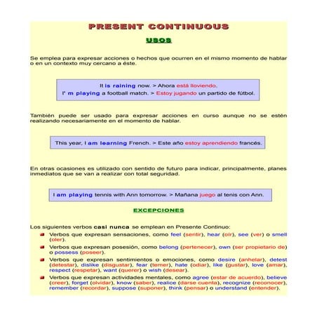 Present continuous | PDF