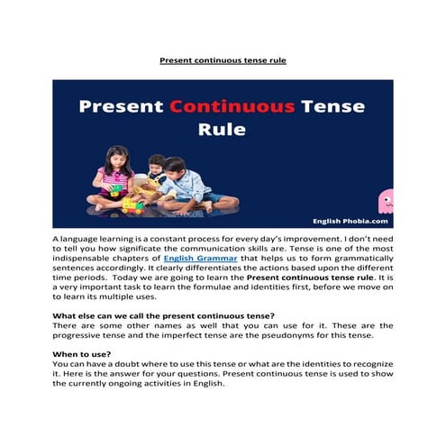 Present continuous tense | PPTX