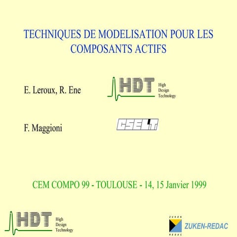 TECHNIQUES DE MODELISATION POUR LES COMPOSANTS ACTIFS | PPT