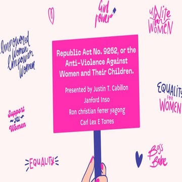 Violence Against Women and Children: RA 9262 | PPTX