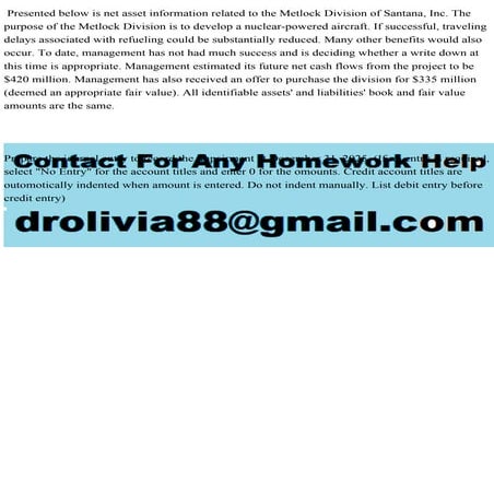 Presented below is net asset information related to the Metlock Divis.pdf