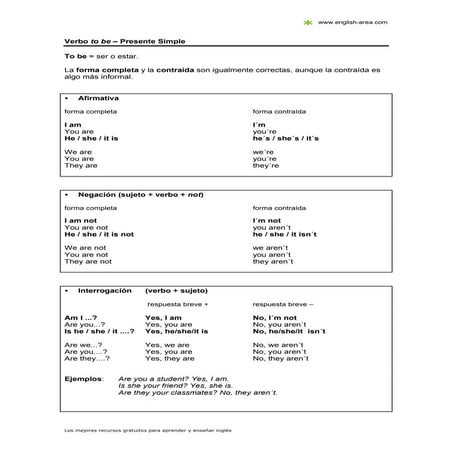 Presente simple to be | PDF