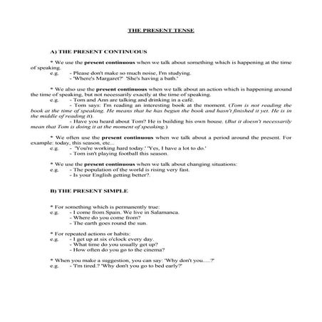 Present grammar | PDF