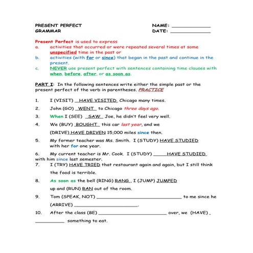 Present Perfect | PDF