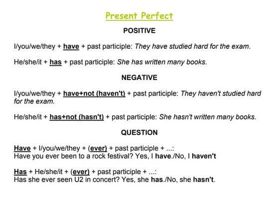 Present perfect with ever and never | PPTX