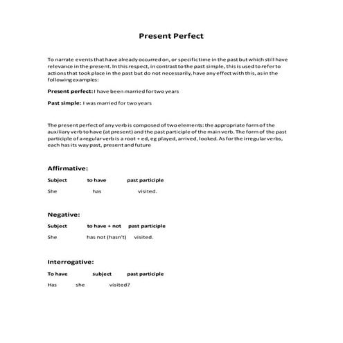 Present perfect | PDF