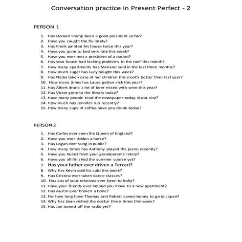 Present perfect 2 | DOCX