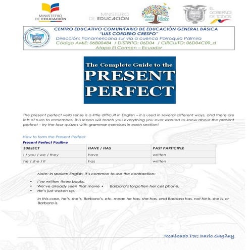 Present perfect tense | PPTX