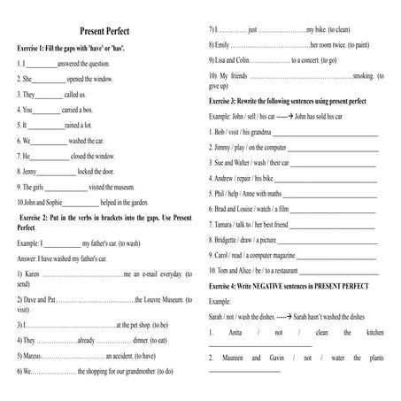 Presente Perfecto- ficha para trabajar y practicar | PPT