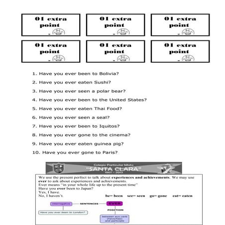 Present perfect activity 1 and 2 | DOC