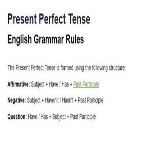 Present perfect (affirmative) class | PPT