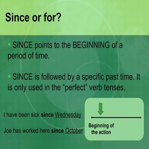 Present perfect progressive and since or for | PPT