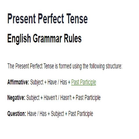 Present perfect tense (questions) | PPT