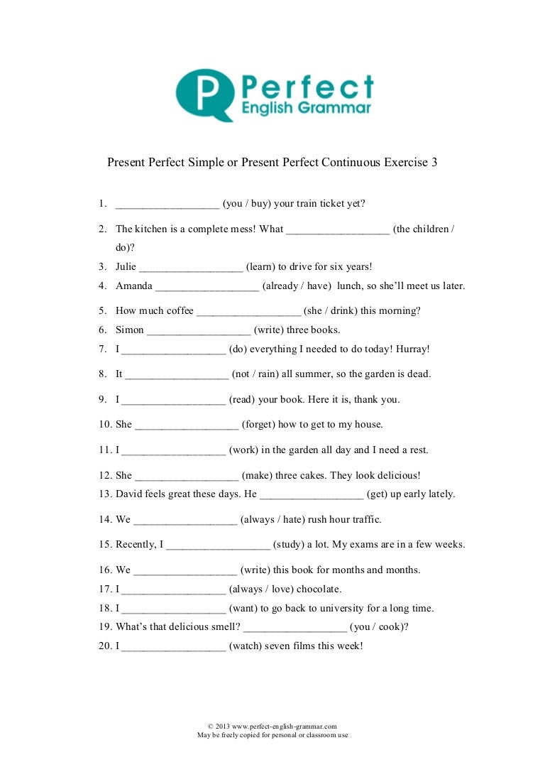 Present Perfect Simple And Present Perfect Continuous