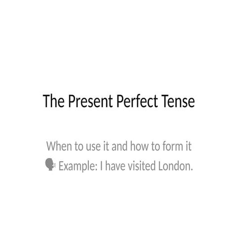 Present Perfect Tense PowerPoint: Simple Grammar Rules, Usage, and Practice for A2-Level English ...