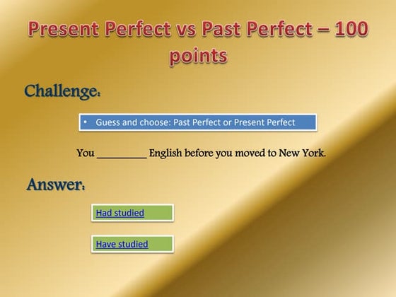 Present perfect – 100 points | PPTX