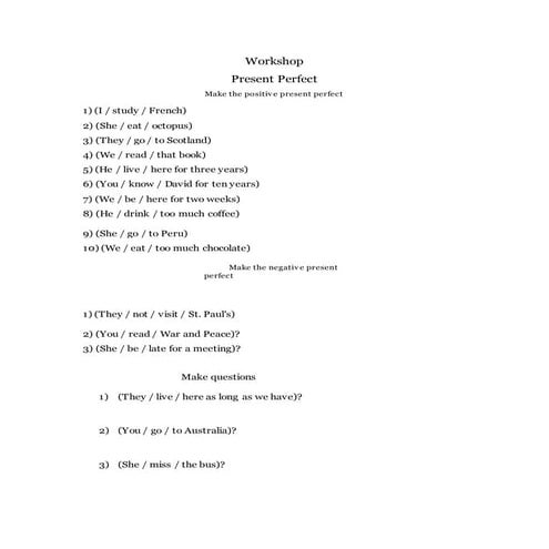 Key to past and present perfect time | PDF