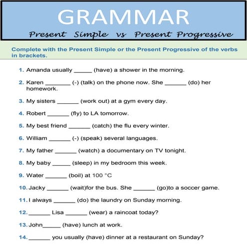 Present progressive 4 | PDF