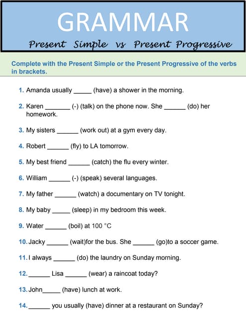 Present-Present Progressive | PDF