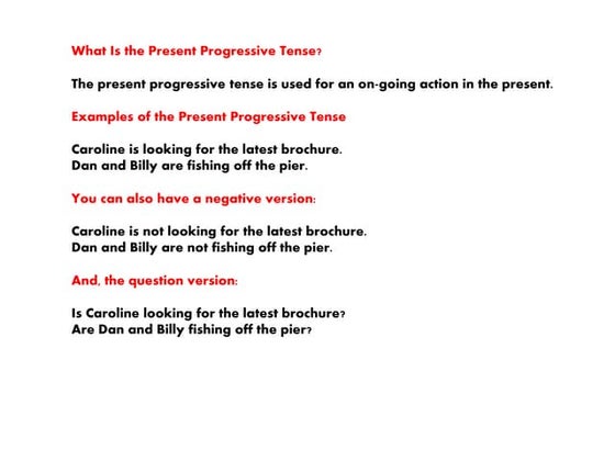 The present progressive tense | PPT