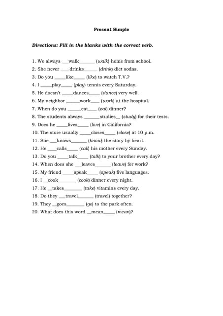 Present simple | PDF