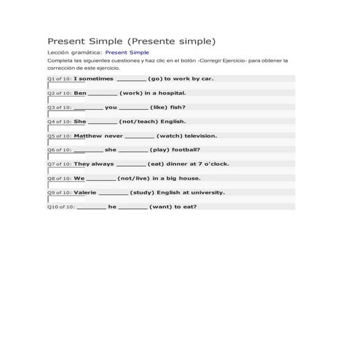 Present simple | DOCX