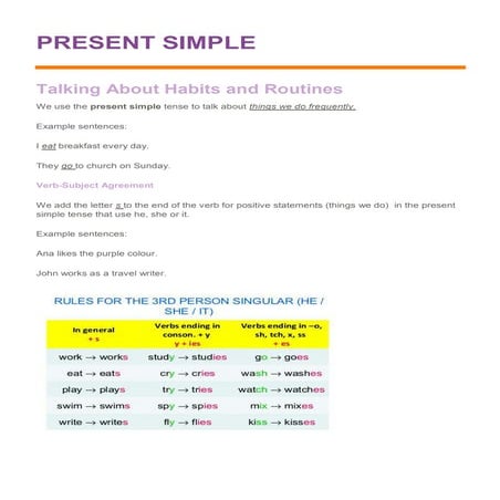 Present simple-Vocabulary | PDF