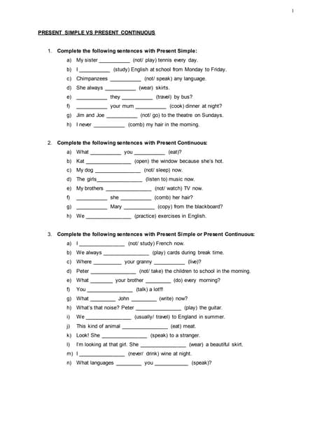 Present continuous & simple present 2 | PDF