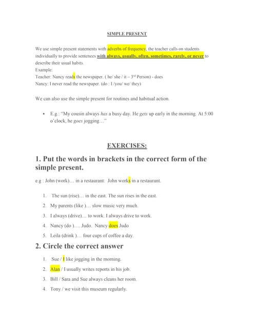 Lesson plan present simple tense | PPTX