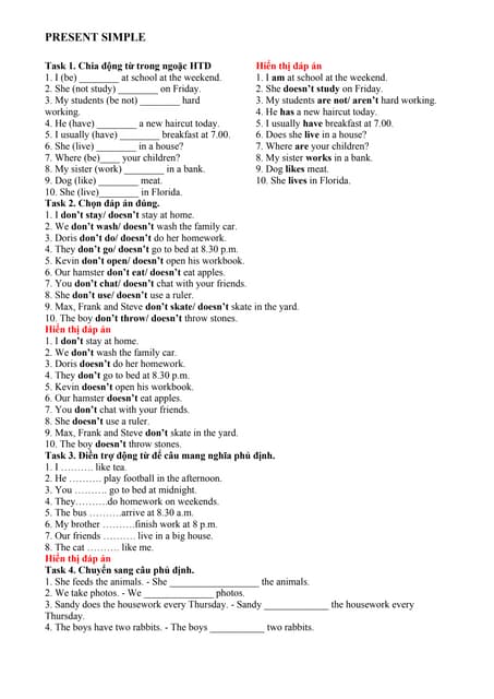 Present simple vs present continuous 1 exercises | PDF