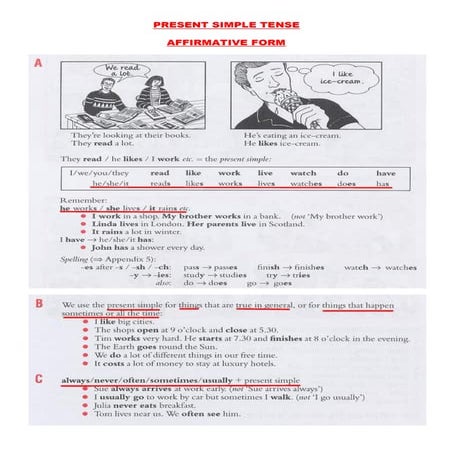 Present simple tense c.o. teoria | PDF