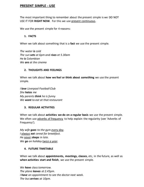 Use of Present Continuous | PDF