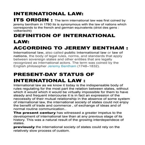 Present status of internaltional law | ODT