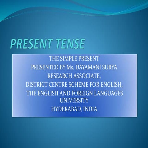 Present tense simple present | PPTX