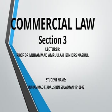 PRESENTATION OF QUESTION THREE IN COMMERCIAL LAW | PPT