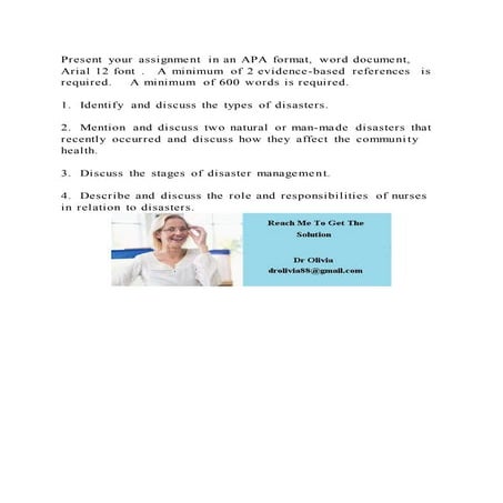 Present your assignment in an APA format, word document, Arial 12 fo | DOCX