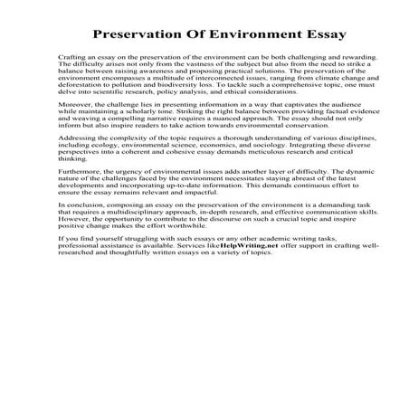 Protection Of Environment Essay.pdf