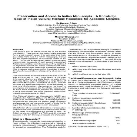 Preservation of Indian Manuscripts | PDF