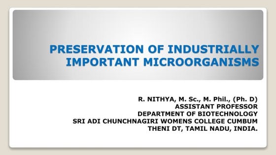 preservation of microorganism | PPT
