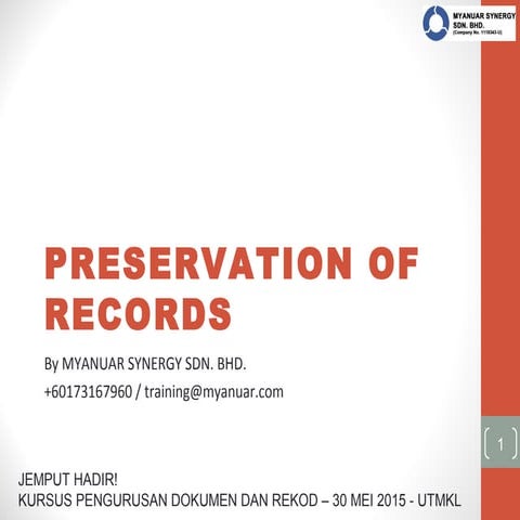 Preservation of Records | PPT